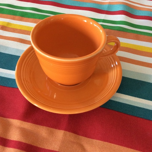 Fiesta | Kitchen | Fiesta Ware Bright Orange Cup And Saucer Perfect ...